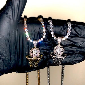 18k Gold CZ Diamond Number 23 Basketball Jersey Hiphop Pendant Necklace ...