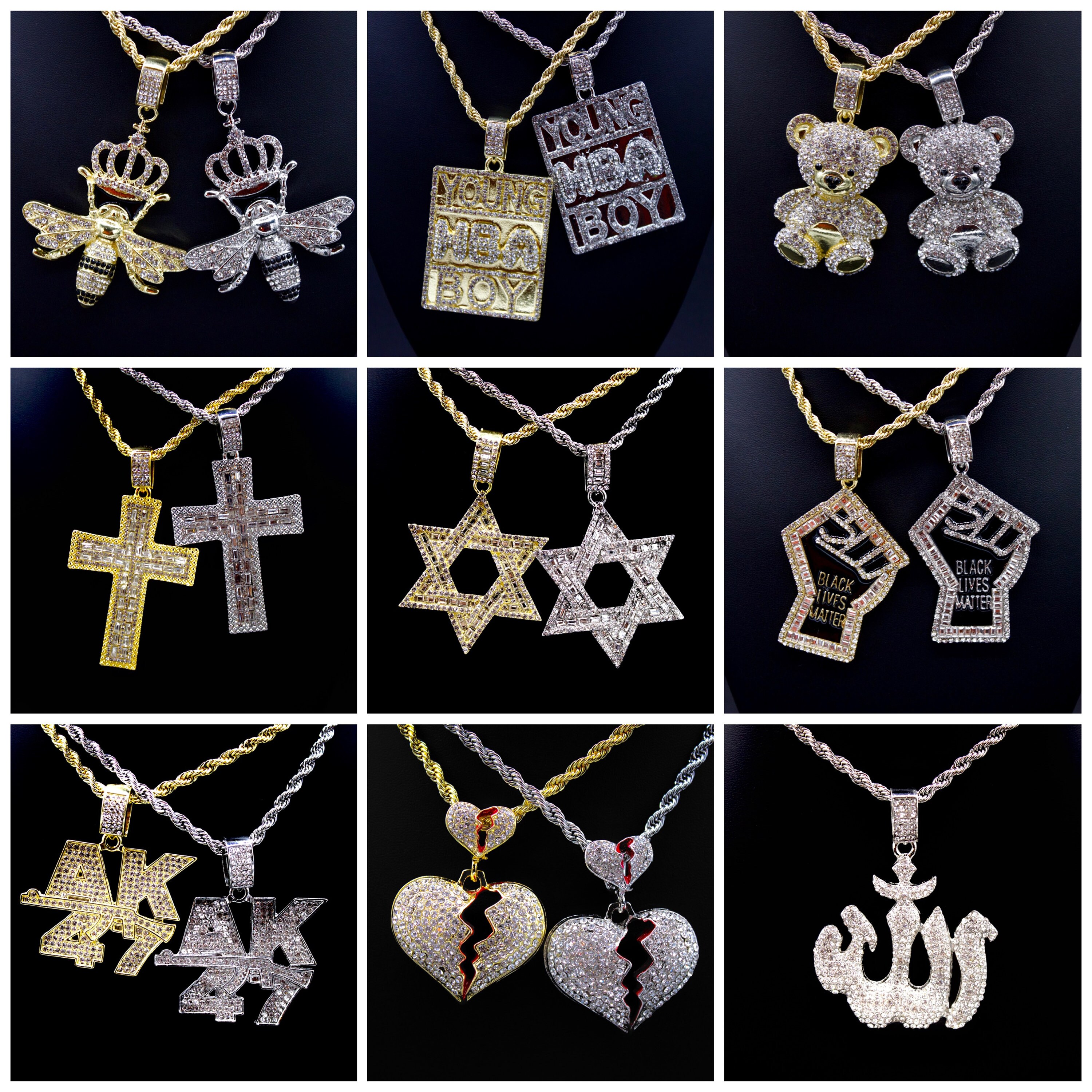 14k Gold/White Gold Hiphop Jewelry CZ Diamond Iced Pendant | Etsy