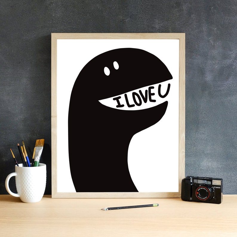 Printable Dinosaur Wall Art I Love You /poster/postcard/ - Etsy