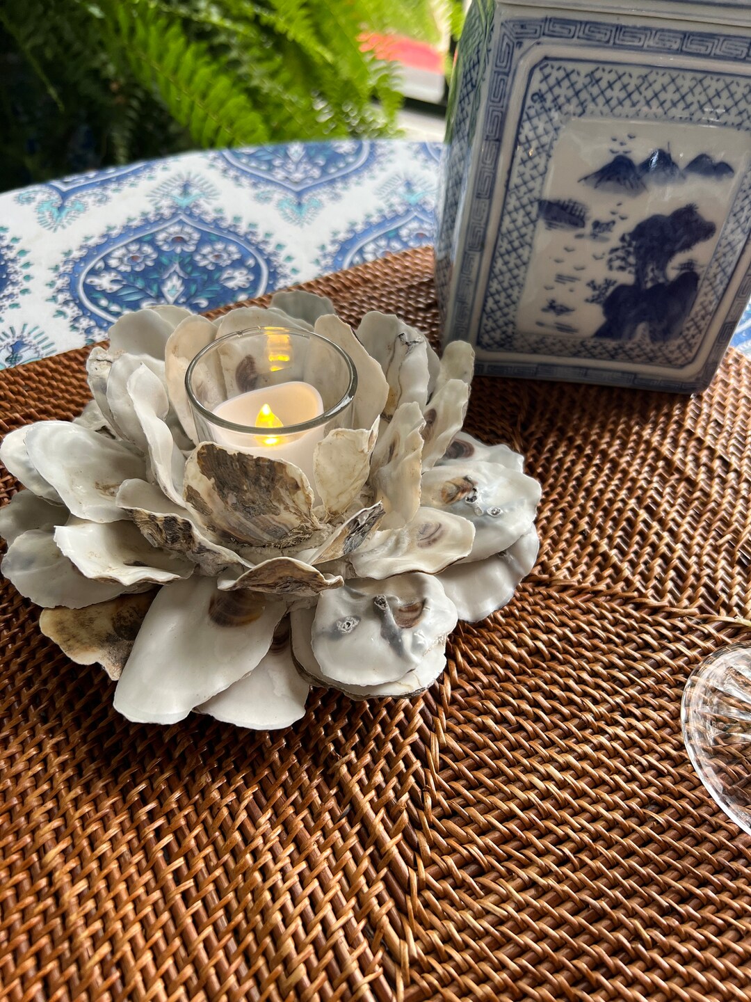 Oyster Shell Votive Candle Holder, Oyster Cluster Candle, Shell Votive ...
