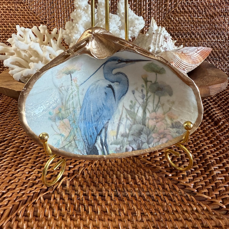 Blue Heron Clamshell Dish: Coastal Beach Home Decor - Etsy