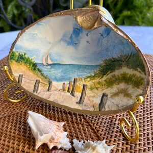 Large Clamshell Dish, Serene Beach Scene, Coastal Decor, Beach Home ...