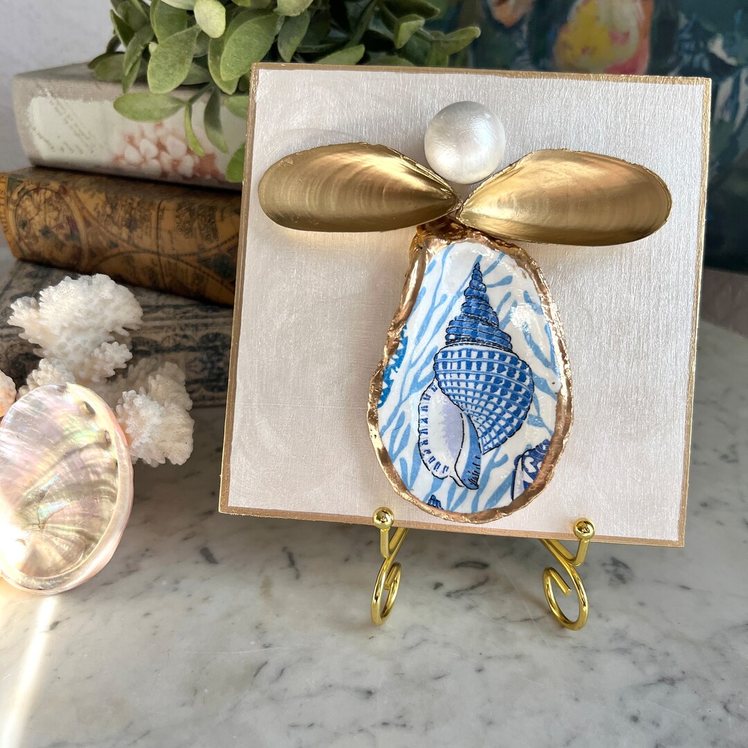 Oyster Shell Angel, Shell Art, Beach Decor, Coastal Gift, Oyster Shell ...