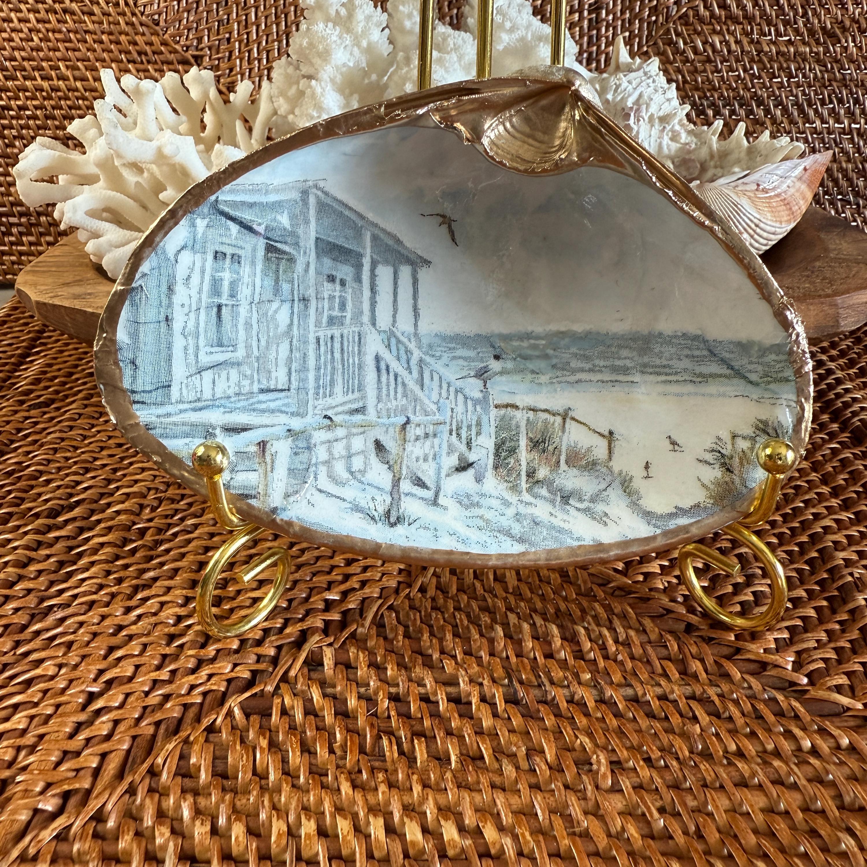 Decoupage Clamshell Dish: Serene Beach Scene, Coastal Home Decor - Etsy