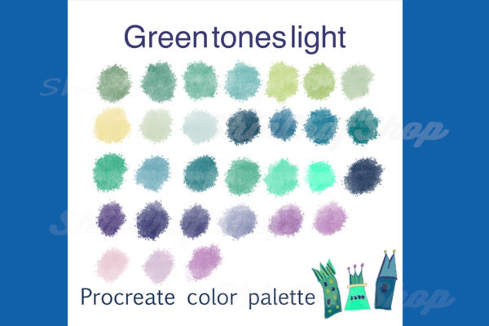 Procreate Color Palettes Green Tones Light for Procreate | Ipad ...