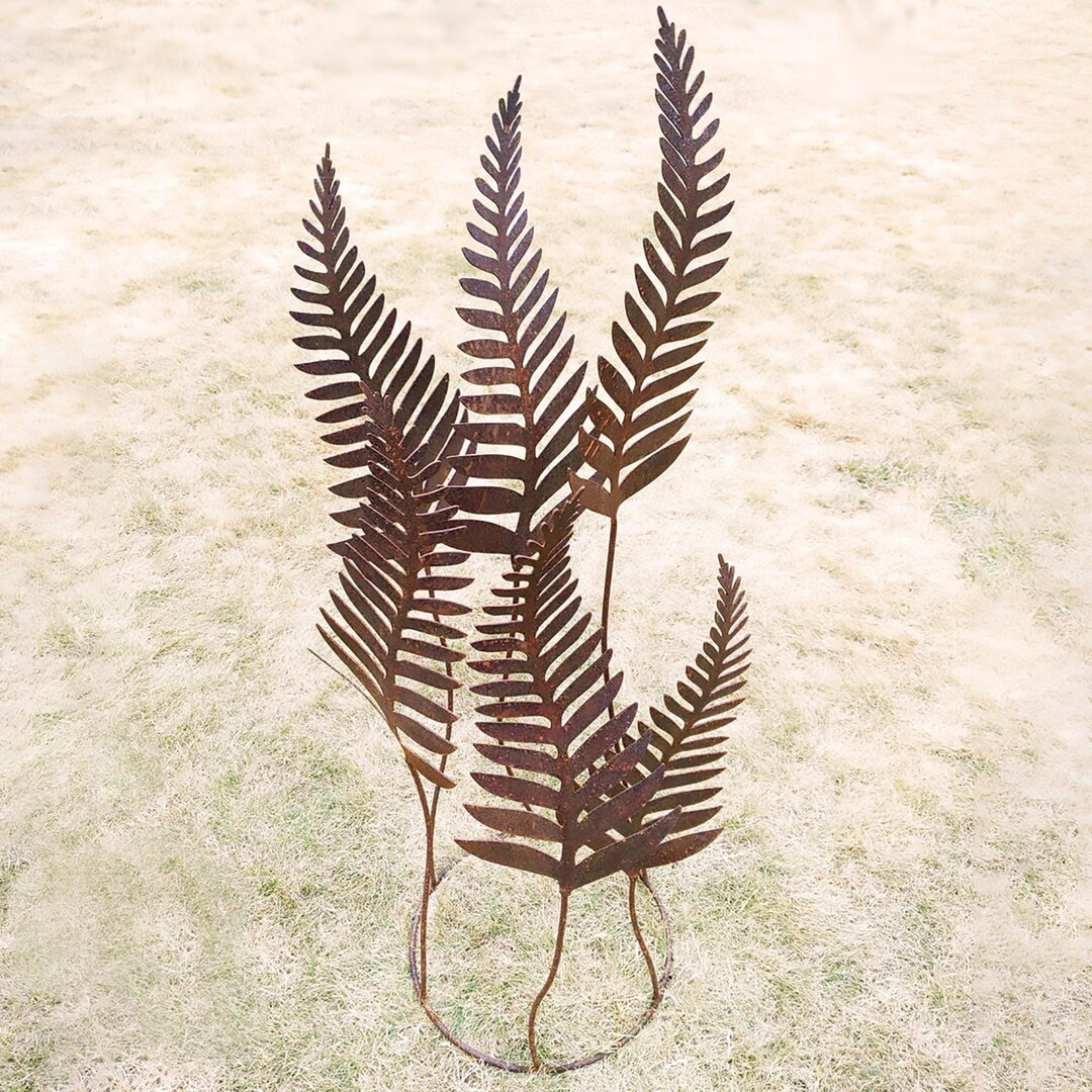Rustic Garden Art Metal Ferns Rusty Sculpture Decor Ornament Gift - Etsy