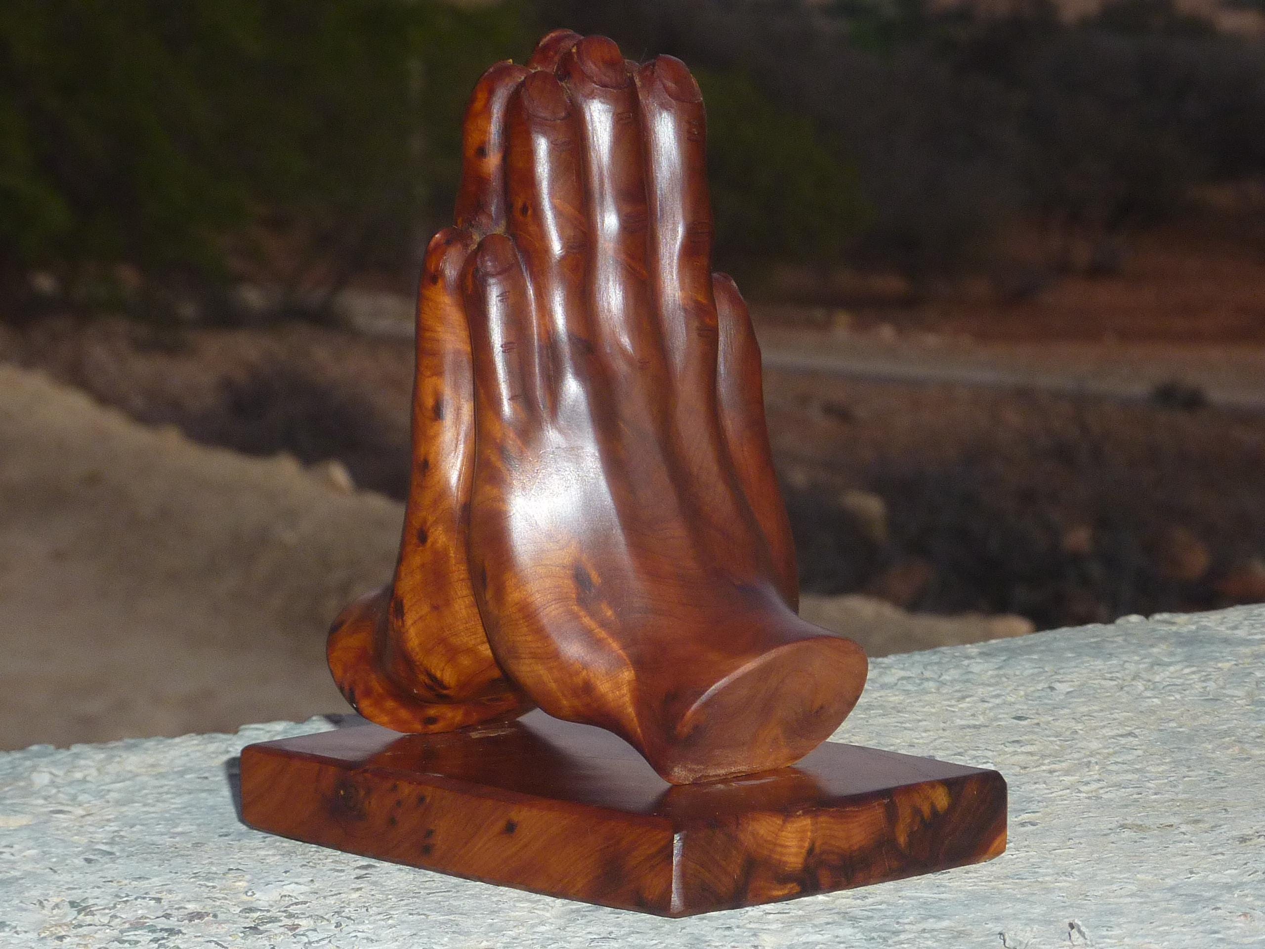 Hand-carved Wooden Praying Hands Sculpture: Spiritual Home Decor ...