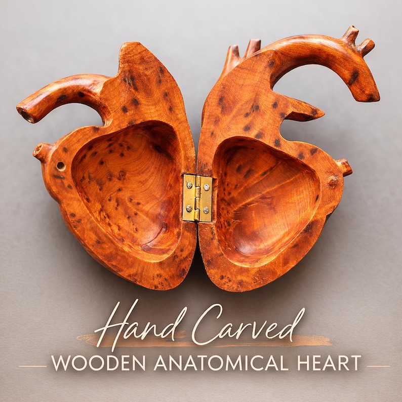 Gothic Heart Jewelry Box Hand Carved Wood – Anatomical Heart Box ...