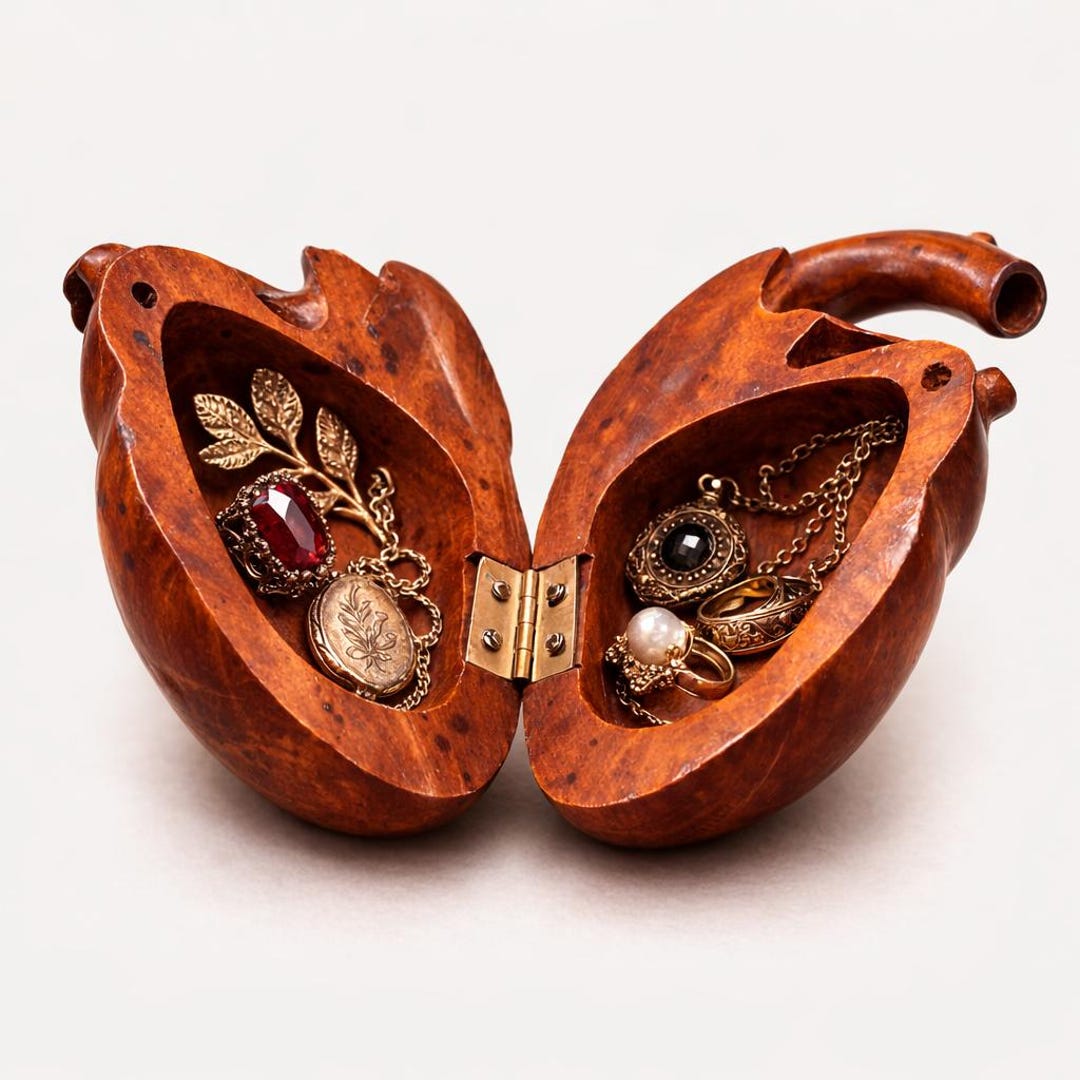 Gothic Heart Jewelry Box Hand Carved Wood – Anatomical Heart Box ...