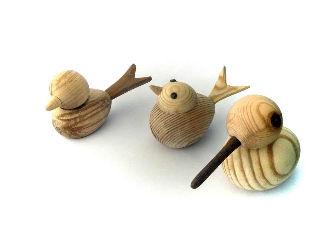 3 Wooden Birds, Miniature Wood Bird, Nature Wooden Decor, Minimalist ...
