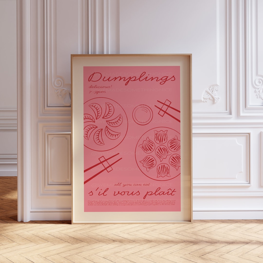 Dumplings Poster, Modern Kitchen Decor, Vintage Food Print, Retro Food ...
