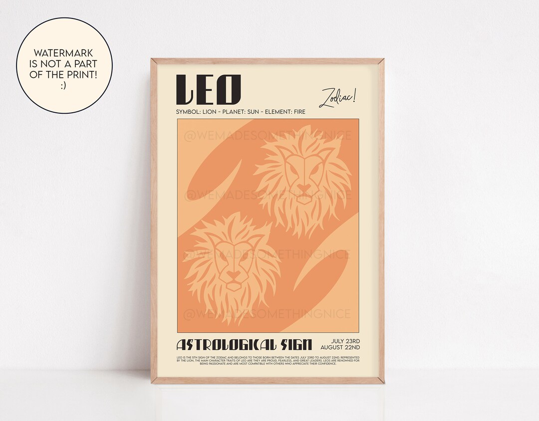 Leo Poster Horoscope Print Astrological Wall Art - Etsy UK