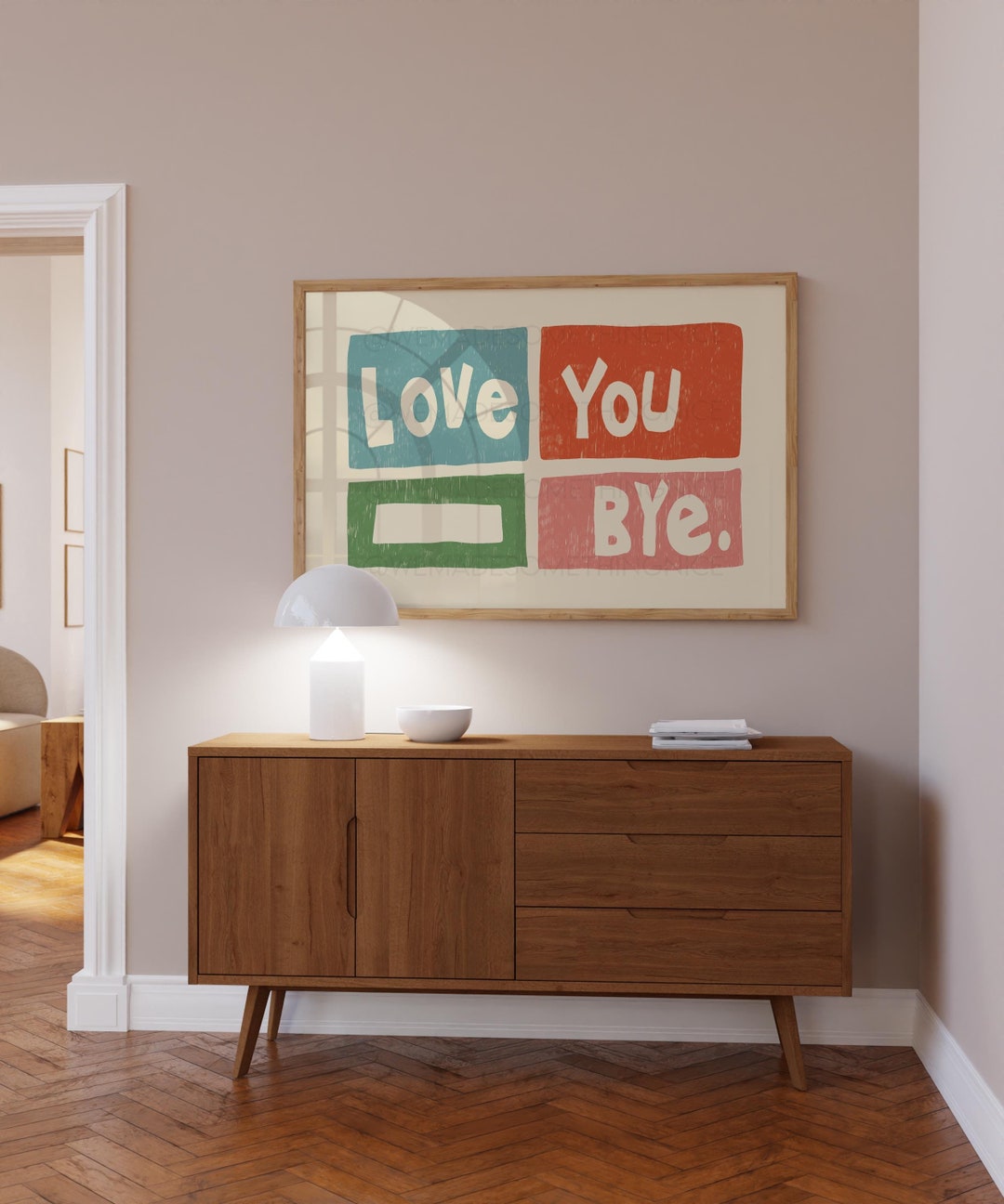Love You Bye Sign for Hallway, Hallway Signs, Hallway Wall Art, Retro ...