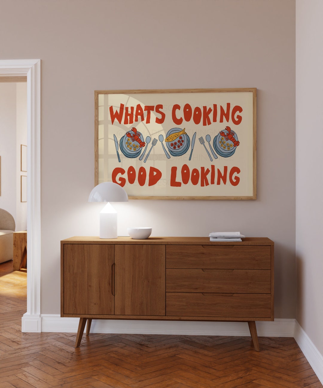 Whats Cooking Good Looking Print, Kitchen Art Print, Trendy Wall Art ...