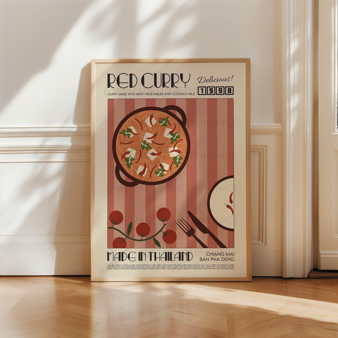 Thai Red Curry Poster, Kitchen Art, Kitchen Poster, Food Print, Food ...