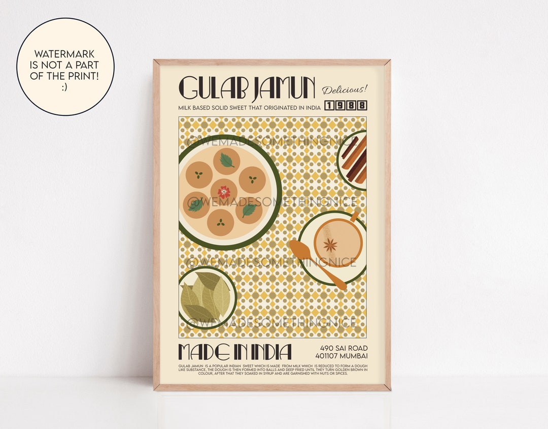 Gulab Jamun Poster Food Print Modern Kitchen Decor Travel - Etsy