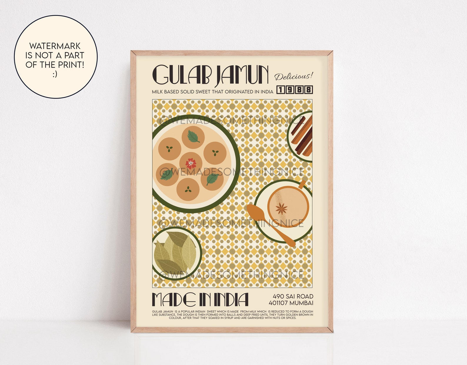Gulab Jamun Poster Food Print Modern Kitchen Decor Travel - Etsy