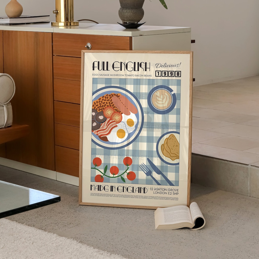 Full English Breakfast Poster, Kitchen Poster, Kitchen Print, Modern ...