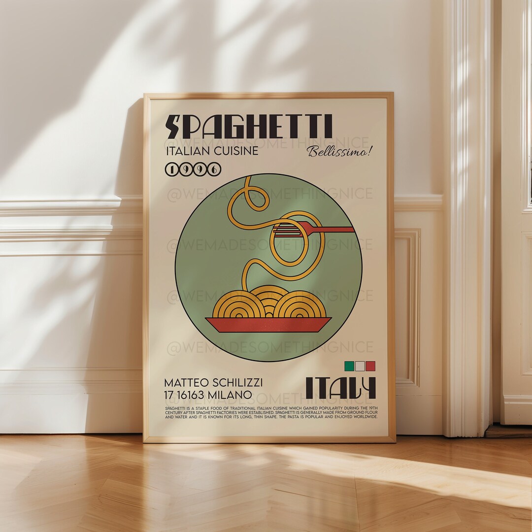 Spaghetti Poster, Pasta Poster, Kitchen Poster, Kitchen Print, Modern ...