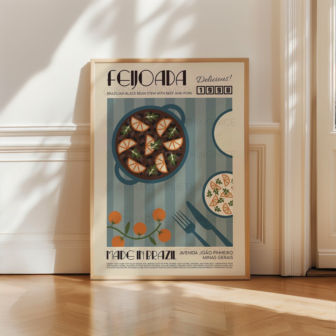 Portuguese Feijoada Poster, Food Print, Modern Kitchen Decor, Retro ...