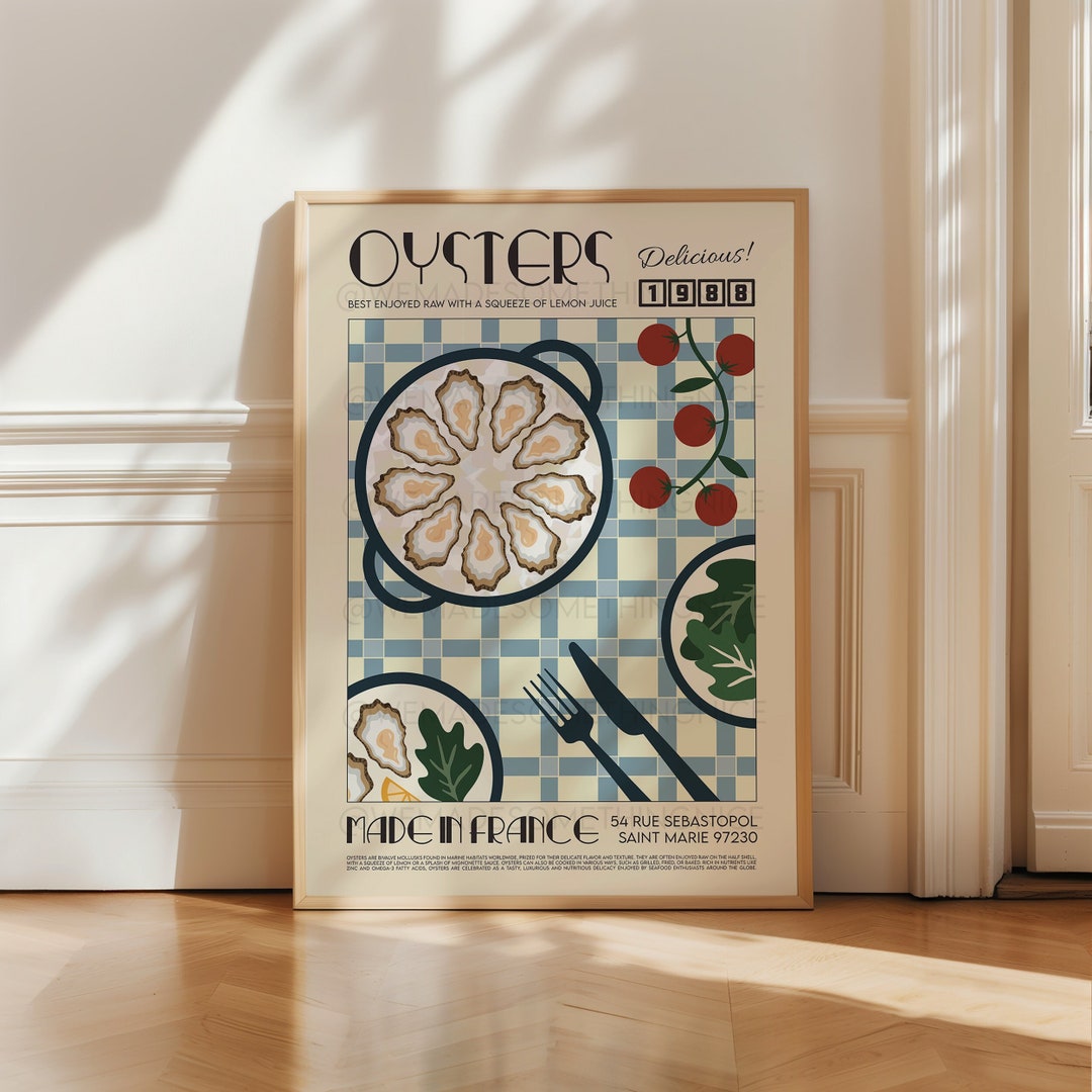 Oysters Poster, Kitchen Poster, Kitchen Print, Food Print, Modern ...