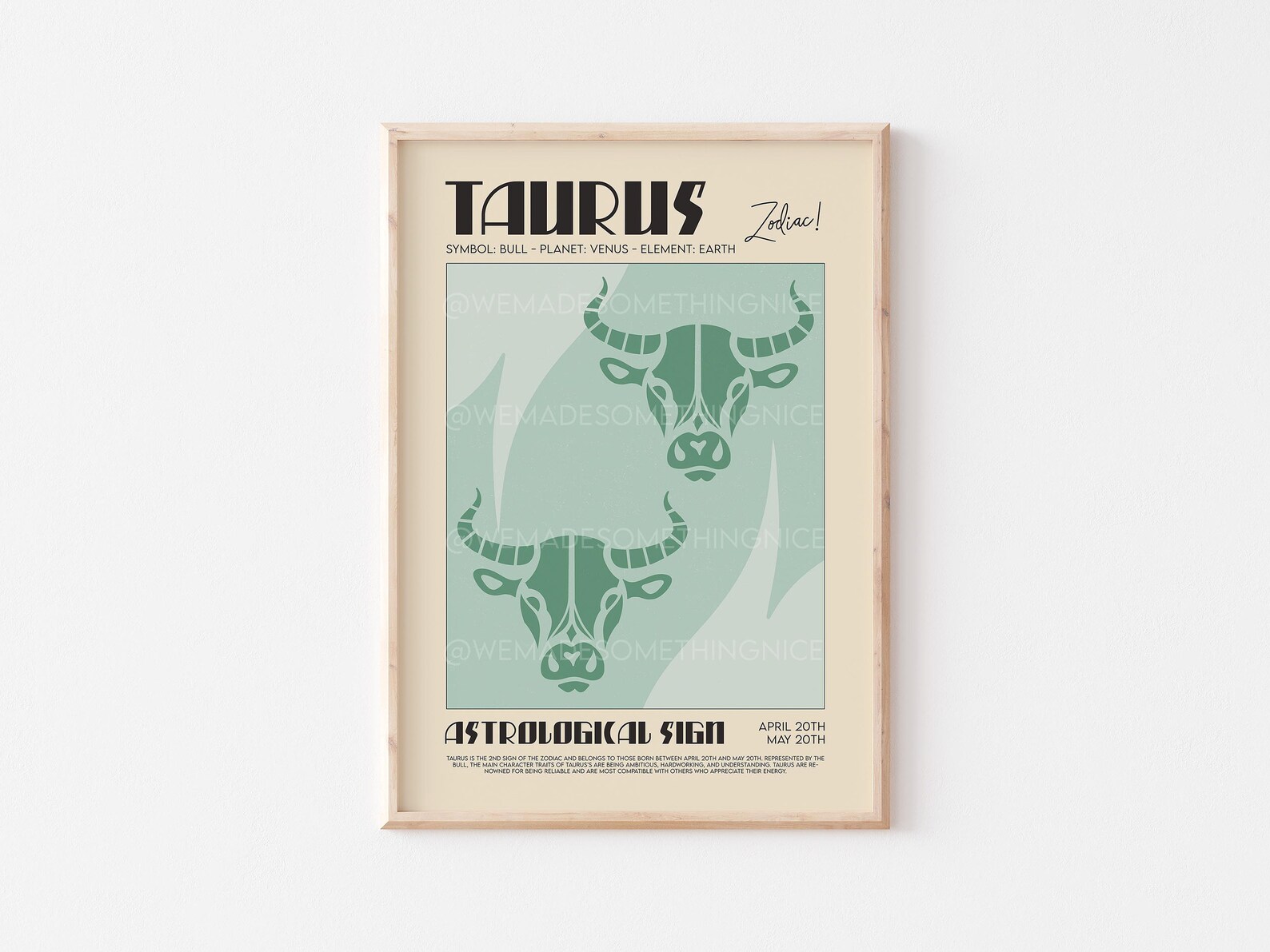 Taurus Poster Horoscope Print Astrological Wall Art - Etsy