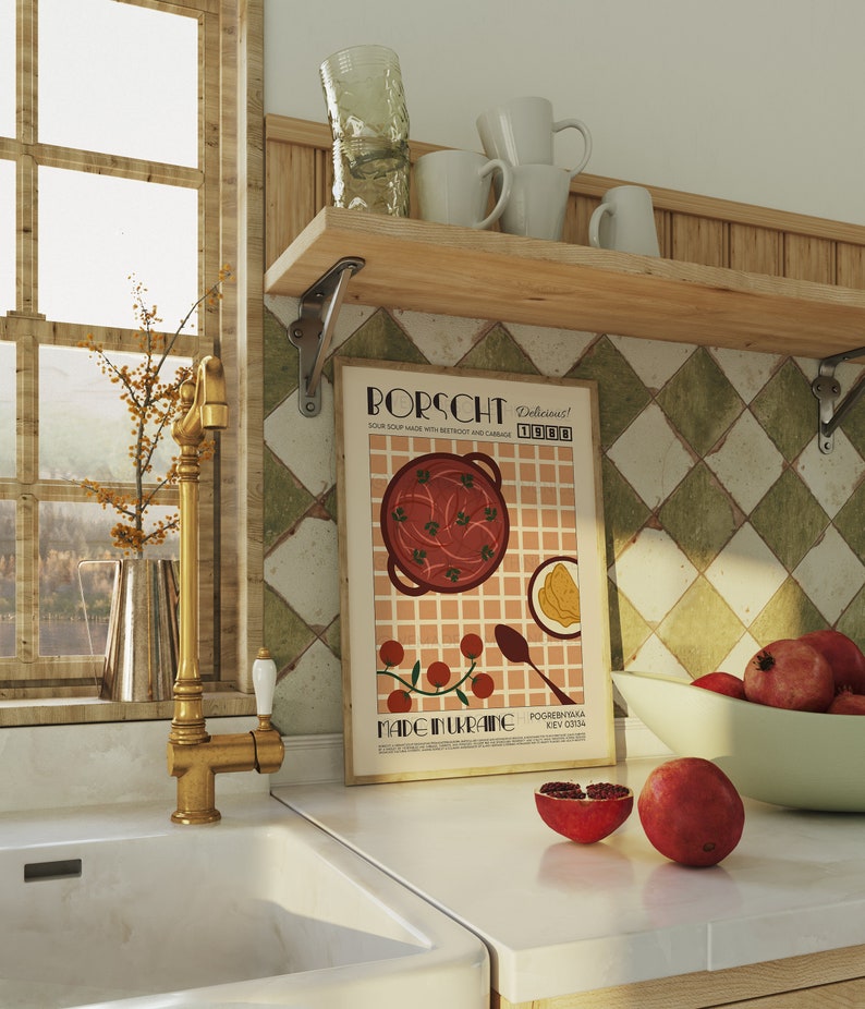 Borscht Poster, Modern Kitchen Decor, Food Print, Illustration, Ukraine ...