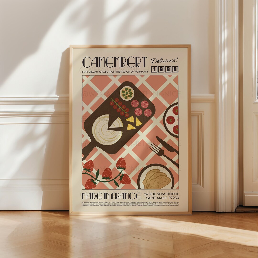 Cheese Poster, Camembert Print, Kitchen Poster, Kitchen Print, Food ...