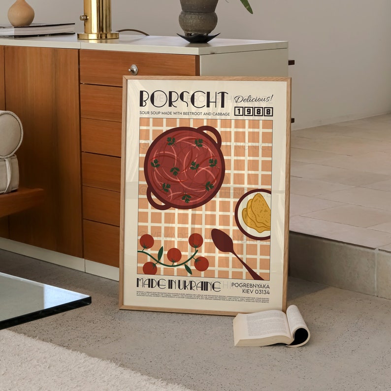 Borscht Poster, Modern Kitchen Decor, Food Print, Illustration, Ukraine ...