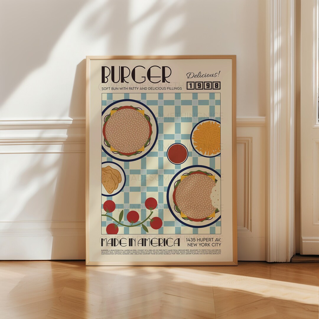 Burger Poster, Kitchen Poster, Kitchen Print, Food Poster, Modern ...