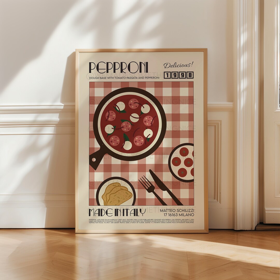 Retro Pizza Print, Pizza Poster, Kitchen Art, Kitchen Decor, Food Art ...
