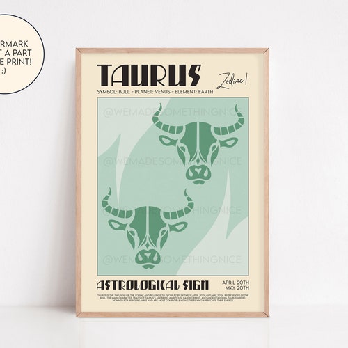 Taurus Poster Horoscope Print Astrological Wall Art - Etsy