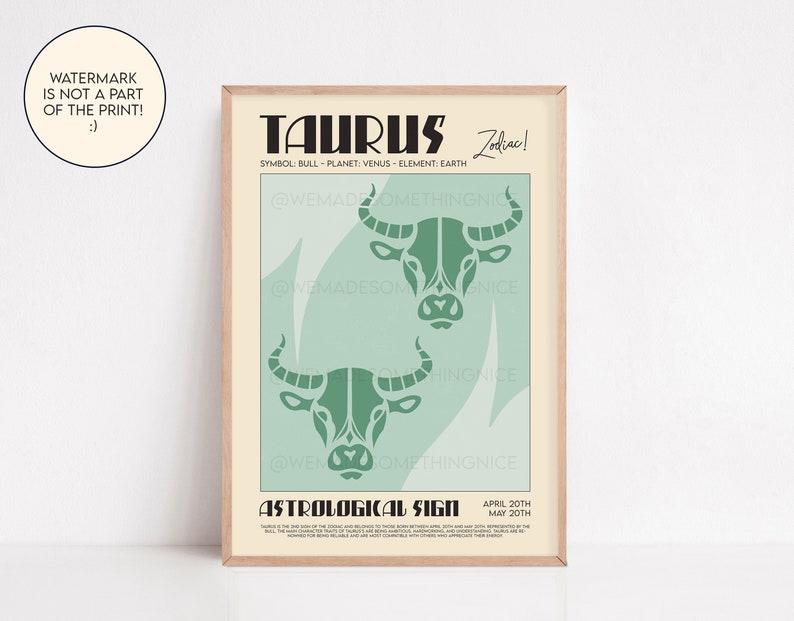 Taurus Poster Horoscope Print Astrological Wall Art - Etsy