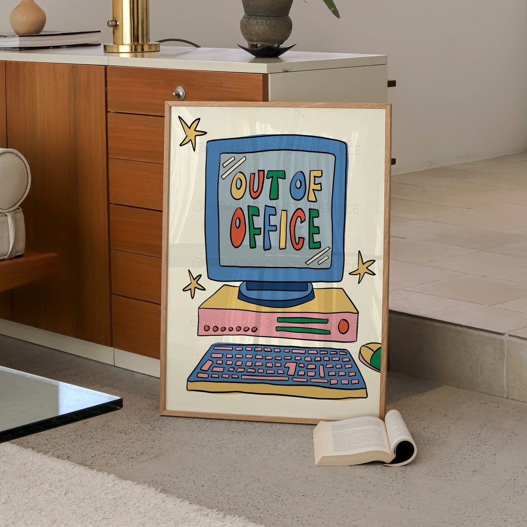 Out of Office Poster, Trendy Wall Art, Maximalist Wall Art, Apartment ...