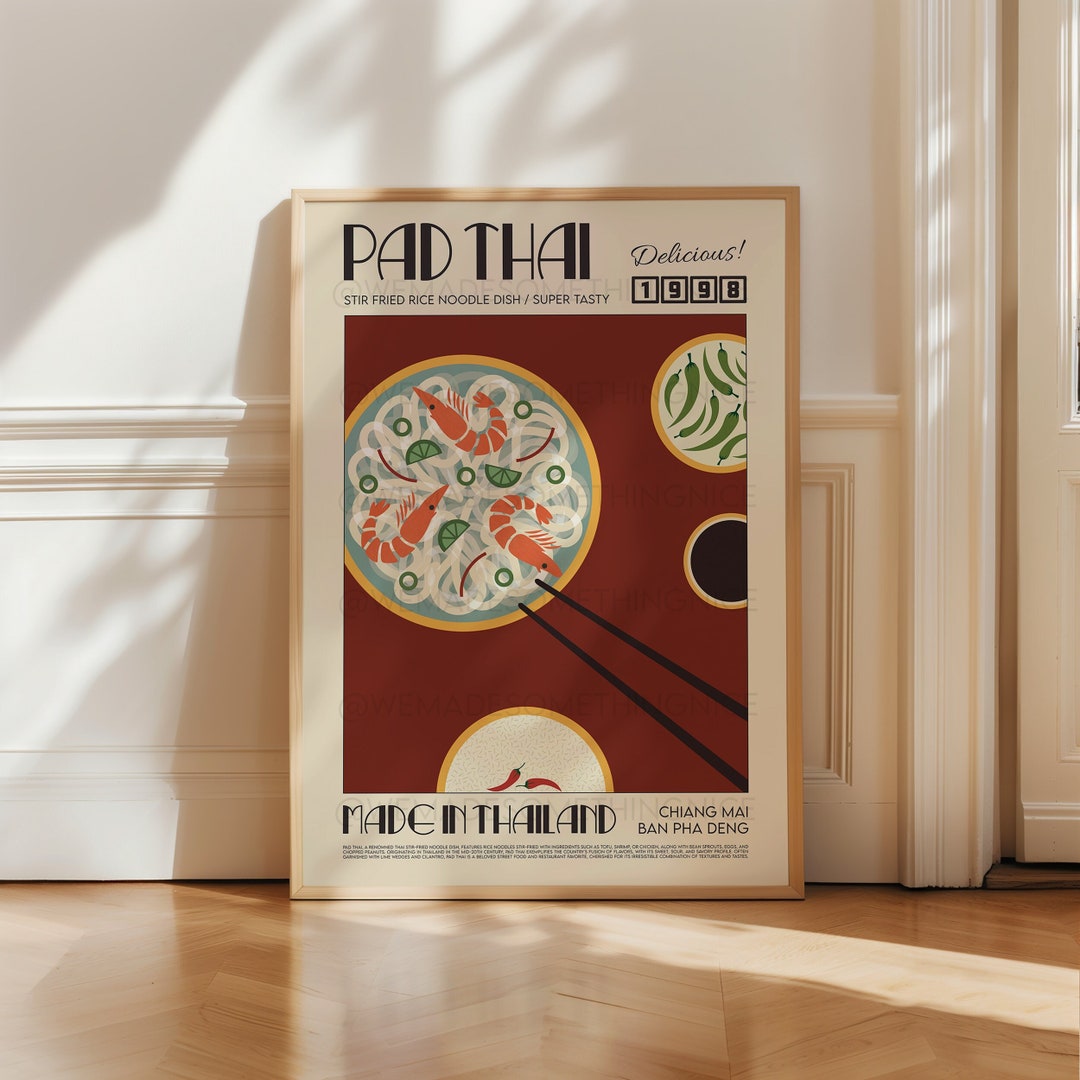 Pad Thai Poster, Kitchen Poster, Kitchen Print, Food Poster, Modern ...