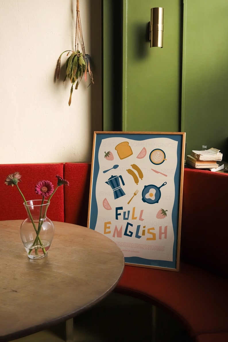 Full English Breakfast Poster, Kitchen Art, Kitchen Poster, Kitchen ...