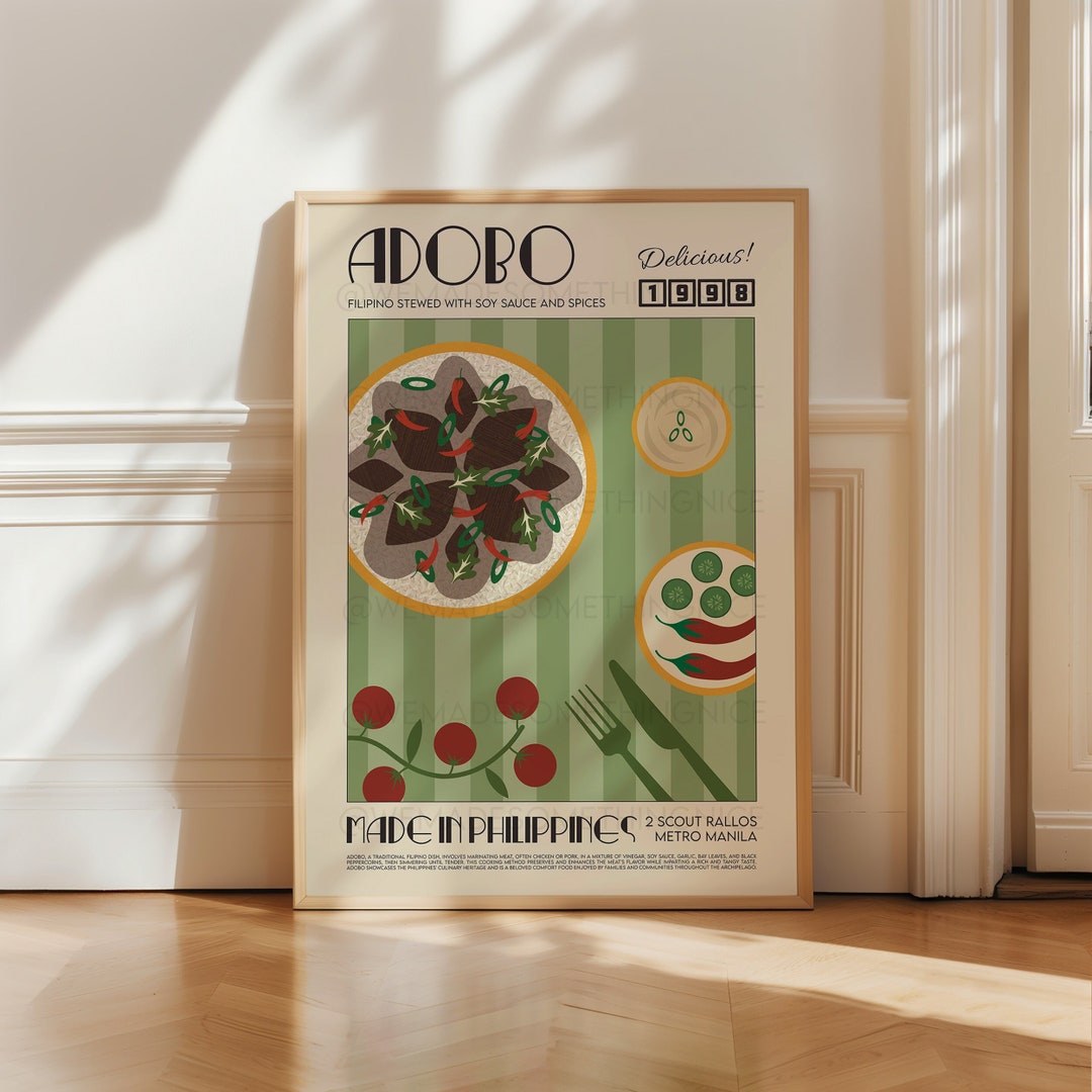 Adobo Poster, Food Art, Kitchen Art, Kitchen Poster, Food Print, Modern ...