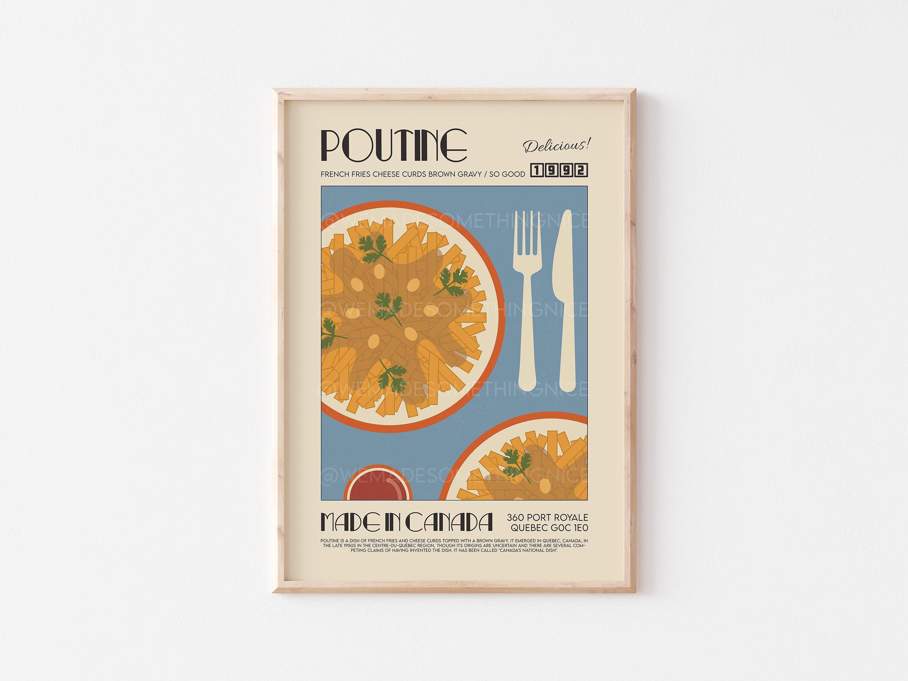 Poutine Poster Food Print Modern Kitchen Decor Retro - Etsy