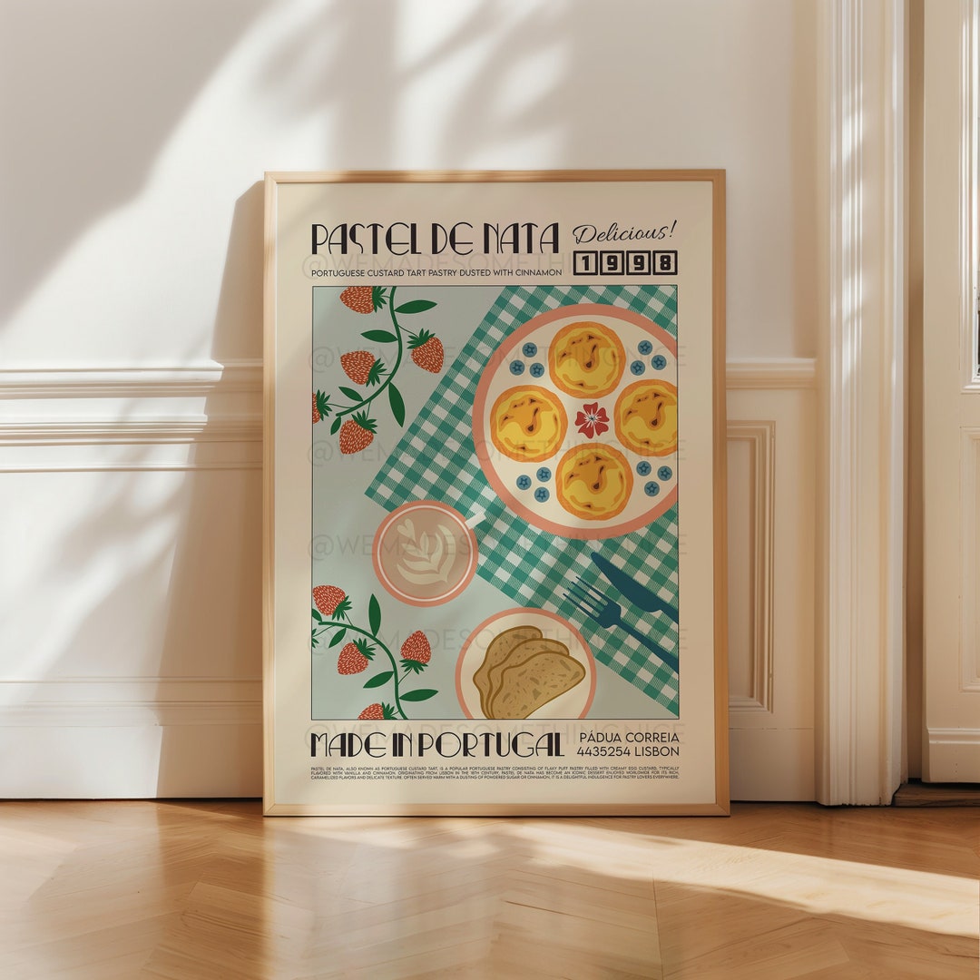 Portuguese Pastel De Nata Poster, Kitchen Poster, Kitchen Print, Food ...