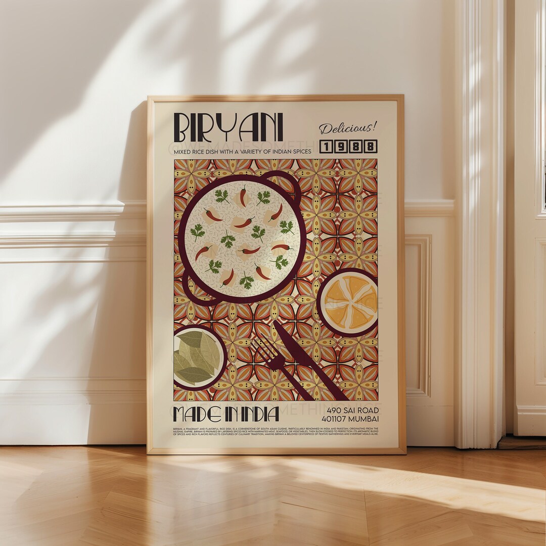 Biryani Poster, Kitchen Poster, Kitchen Print, Food Print, Modern ...