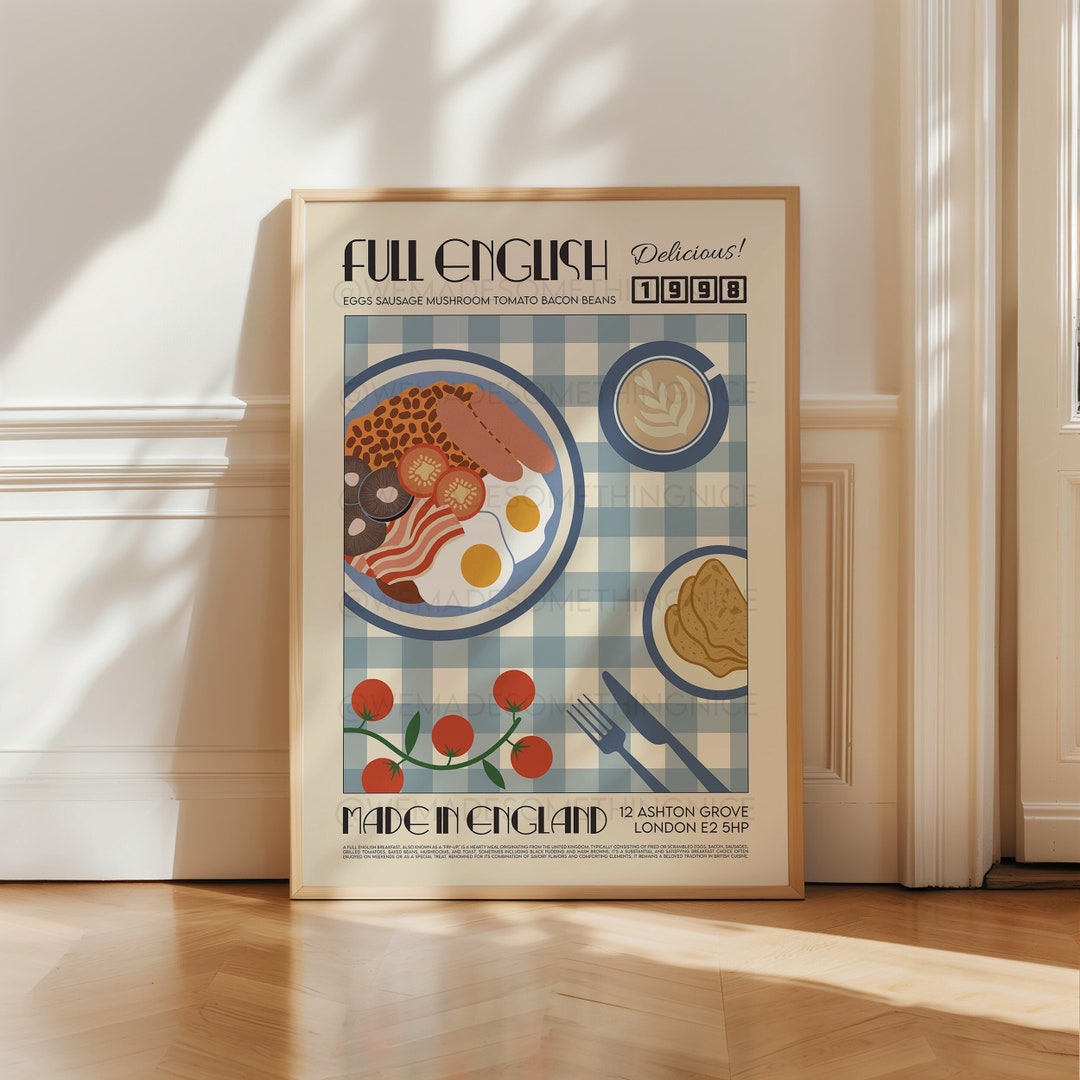 Full English Breakfast Poster, Kitchen Art, Kitchen Poster, Kitchen ...