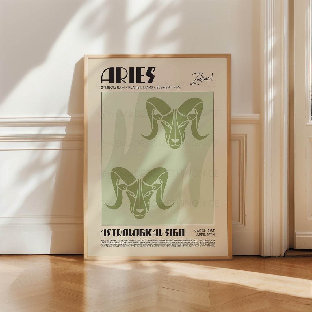 Aries Poster, Horoscope Print, Astrological Wall Art, Illustration ...
