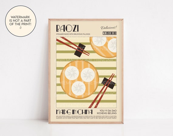 Bao Bun Poster Baozi Food Print Modern Kitchen Decor - Etsy
