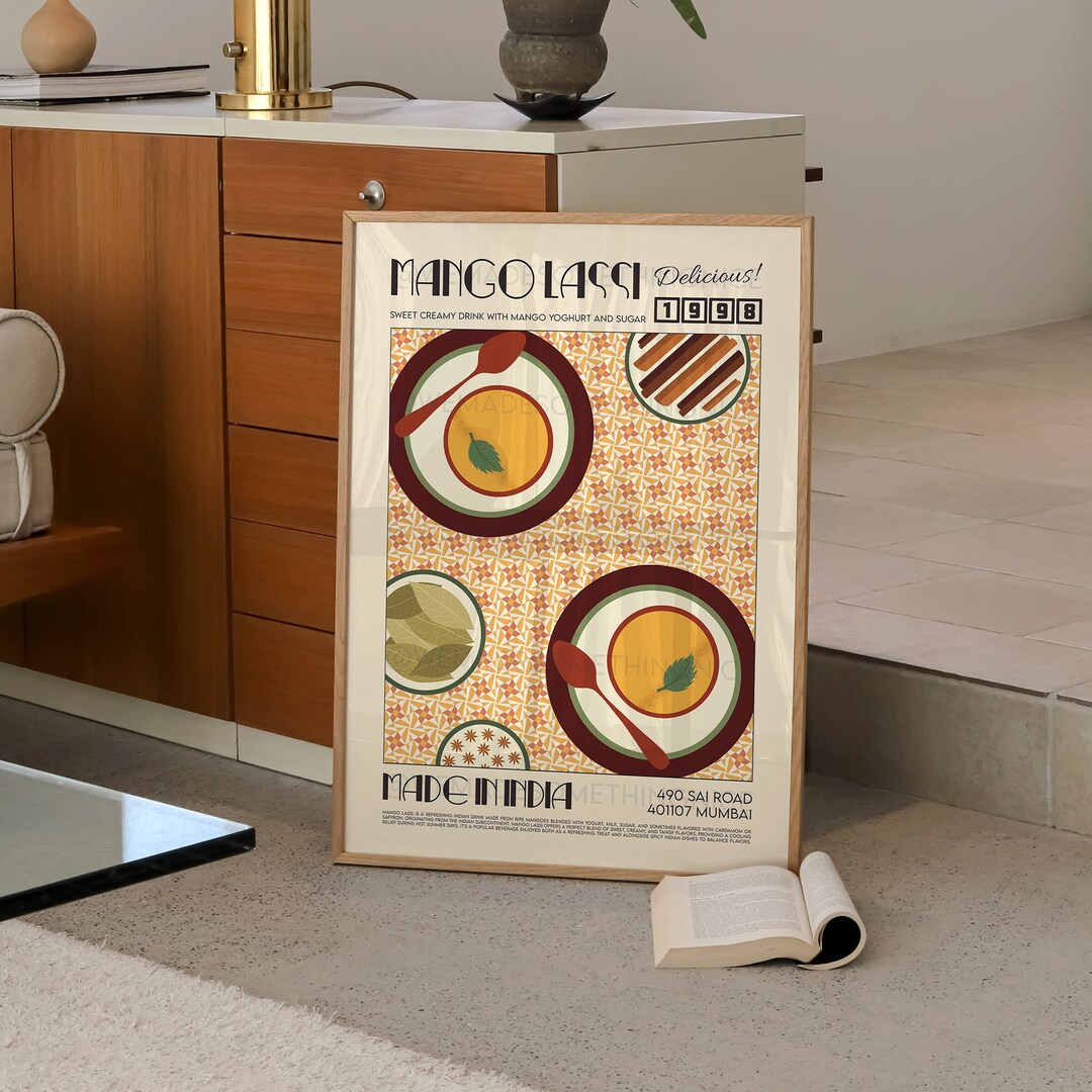 Mango Lassi Poster, Kitchen Poster, Kitchen Print, Food Poster, Modern ...