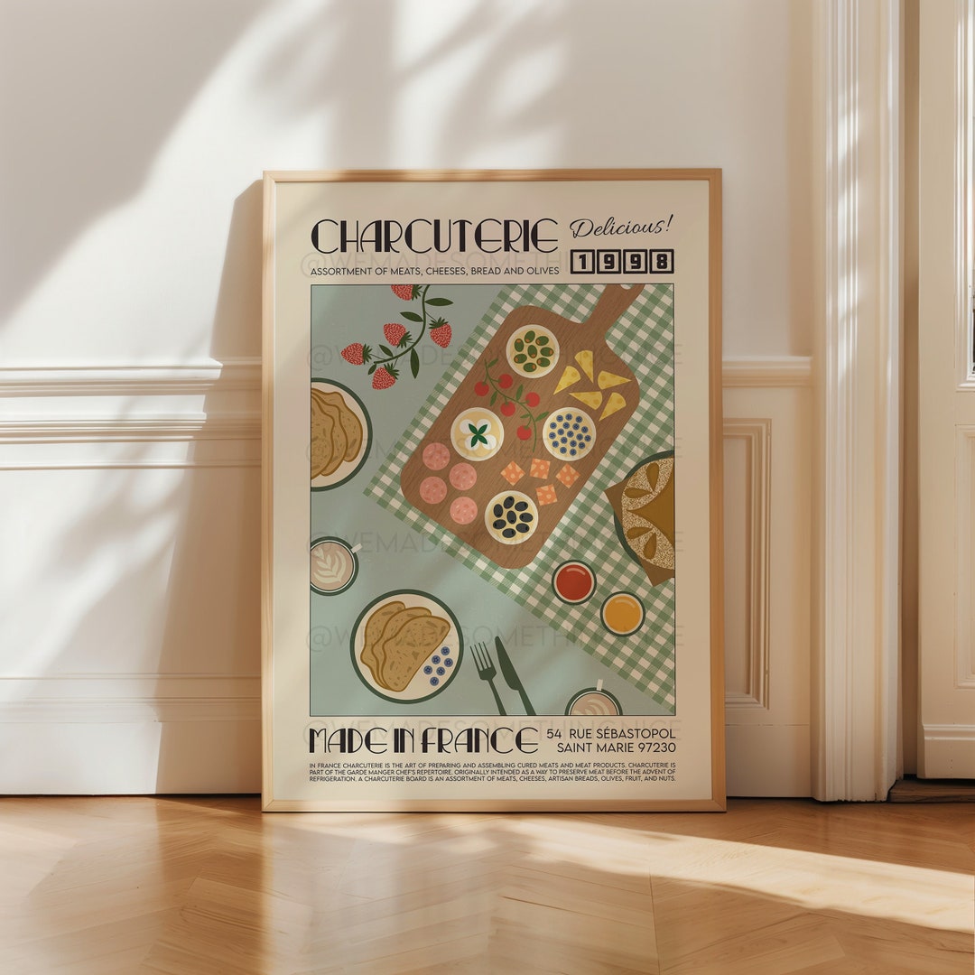 French Charcuterie Board Poster, Kitchen Poster, Kitchen Print, Food ...