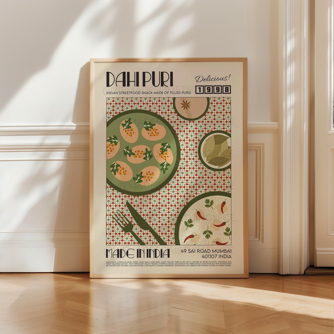 Dahi Puri Chaat Poster, Kitchen Poster, Kitchen Print, Food Poster ...