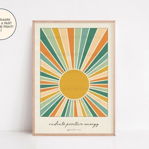 Radiate Positive Energy Print, Motivation Poster, Inspirational Art ...