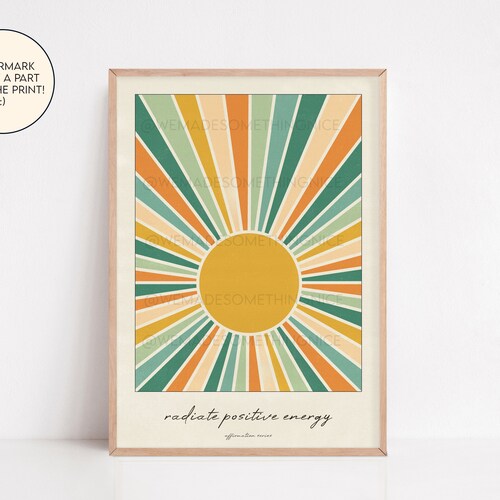 Radiate Positive Energy Print Motivation Poster - Etsy