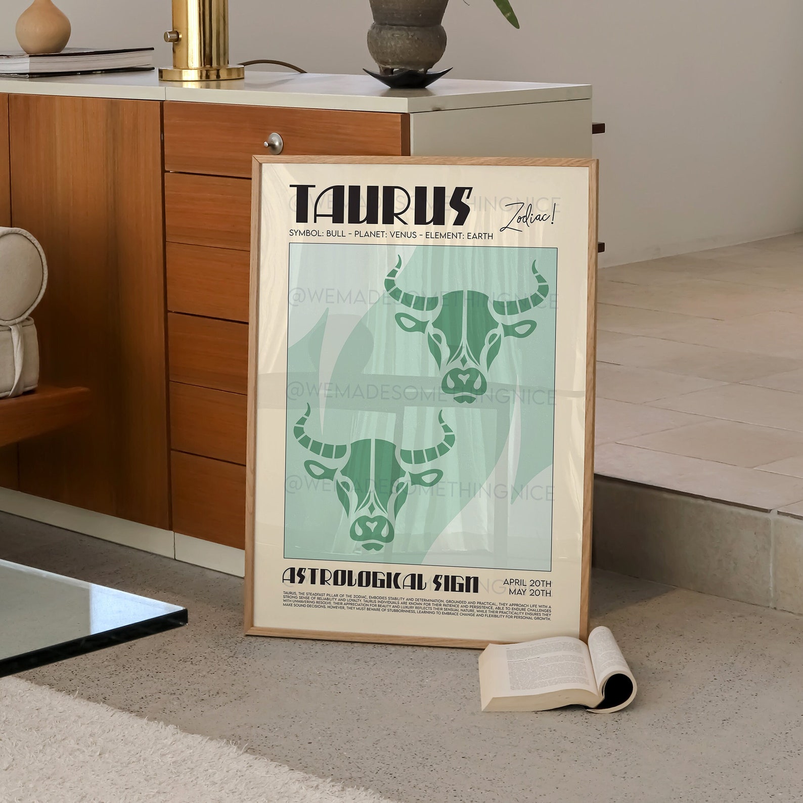 Taurus Poster, Horoscope Print, Astrological Wall Art, Illustration ...