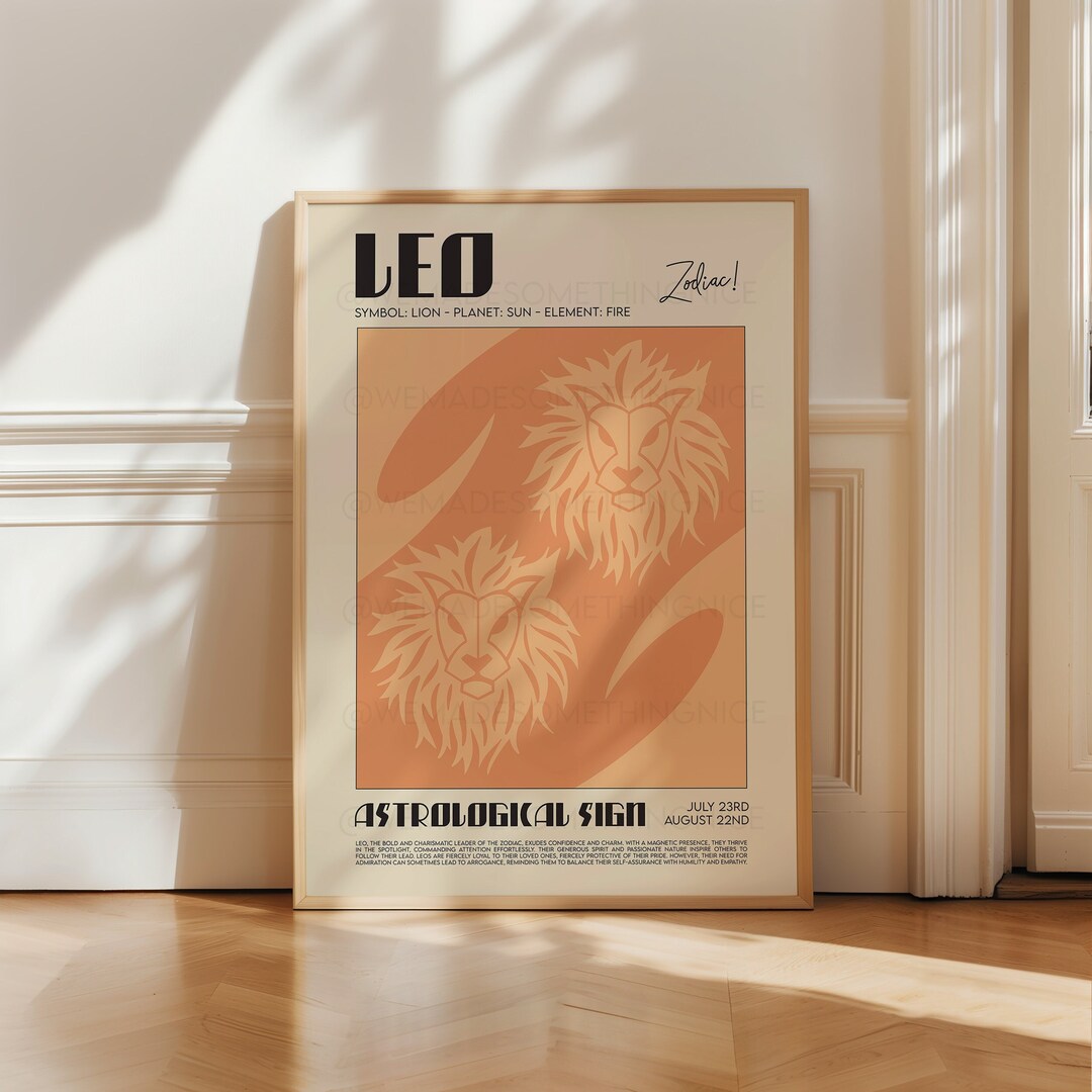 Leo Poster, Horoscope Print, Astrological Wall Art, Illustration ...